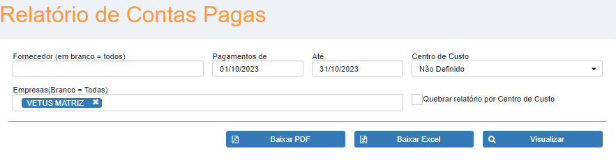 Relatório de Contas Pagas – Central de Ajuda Vetus