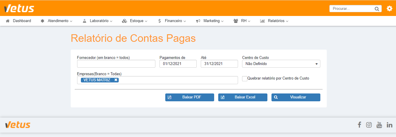 Relatório de contas pagas – Central de Ajuda Vetus
